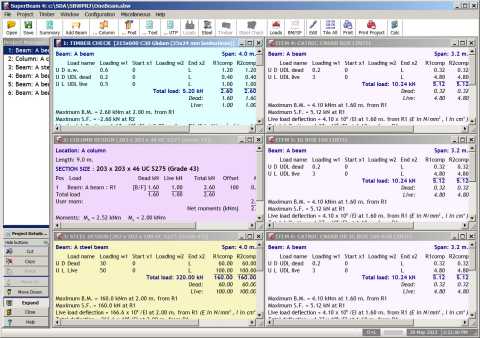 SuperBeam steel and timber beam design software to BS449 and BS5268
